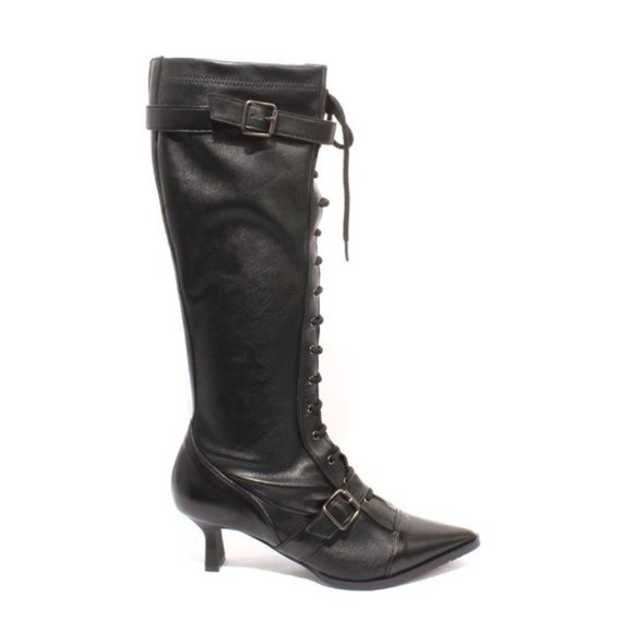 Isabelle | Shoes | Isabelle 49m Black Leather Stretch Pointy Knee High ...